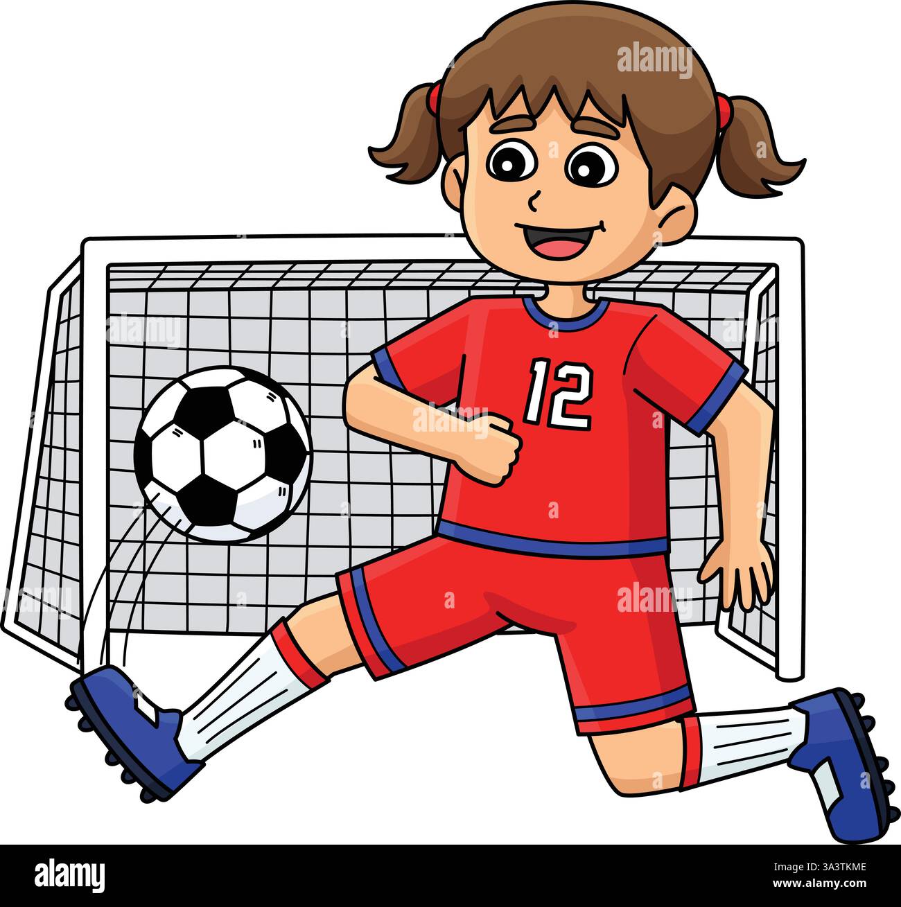 Female Soccer Player Goal Cartoon Colored Clipart Stock Vector Image ...