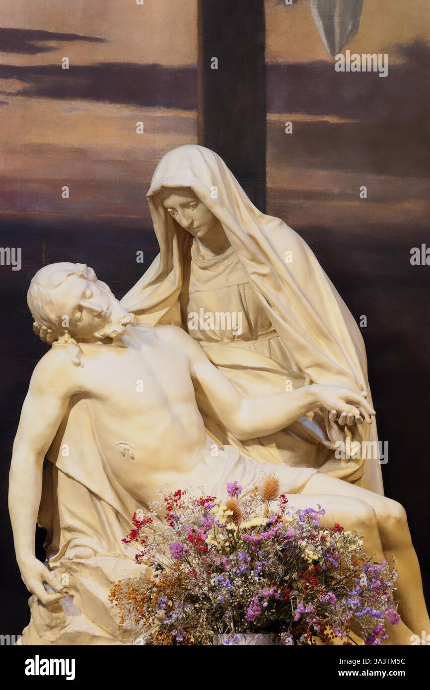 Paris, FRANCE - 08–01-2024: Statue of The Pietà. Blessed Virgin Mary ...