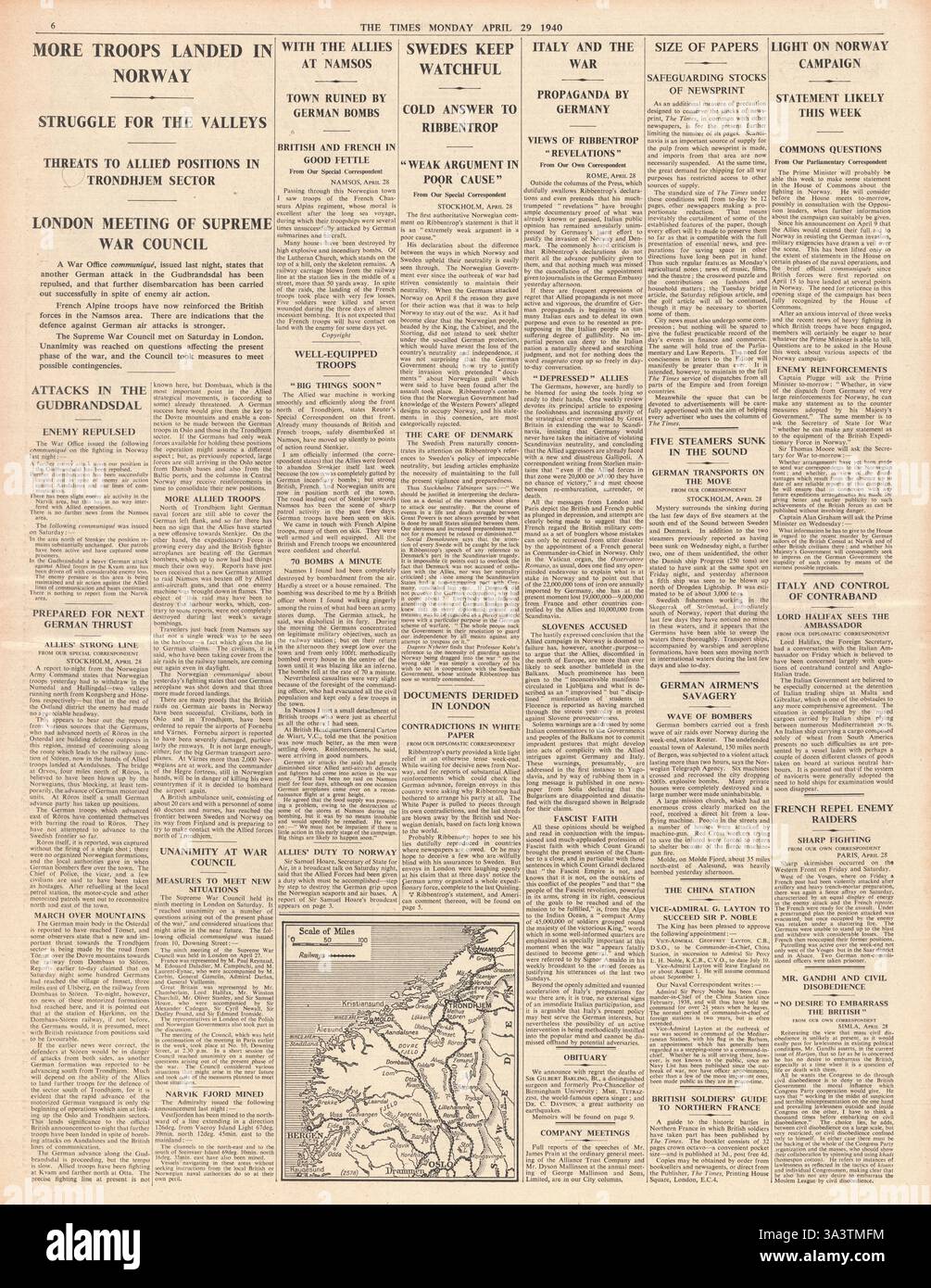 1940 the times more british troops land in norway hi-res stock ...