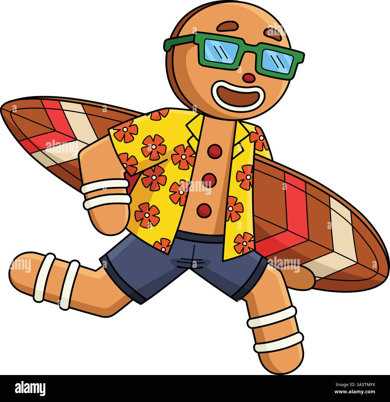Christmas in July Gingerbread Man Cartoon Clipart Stock Vector Image ...