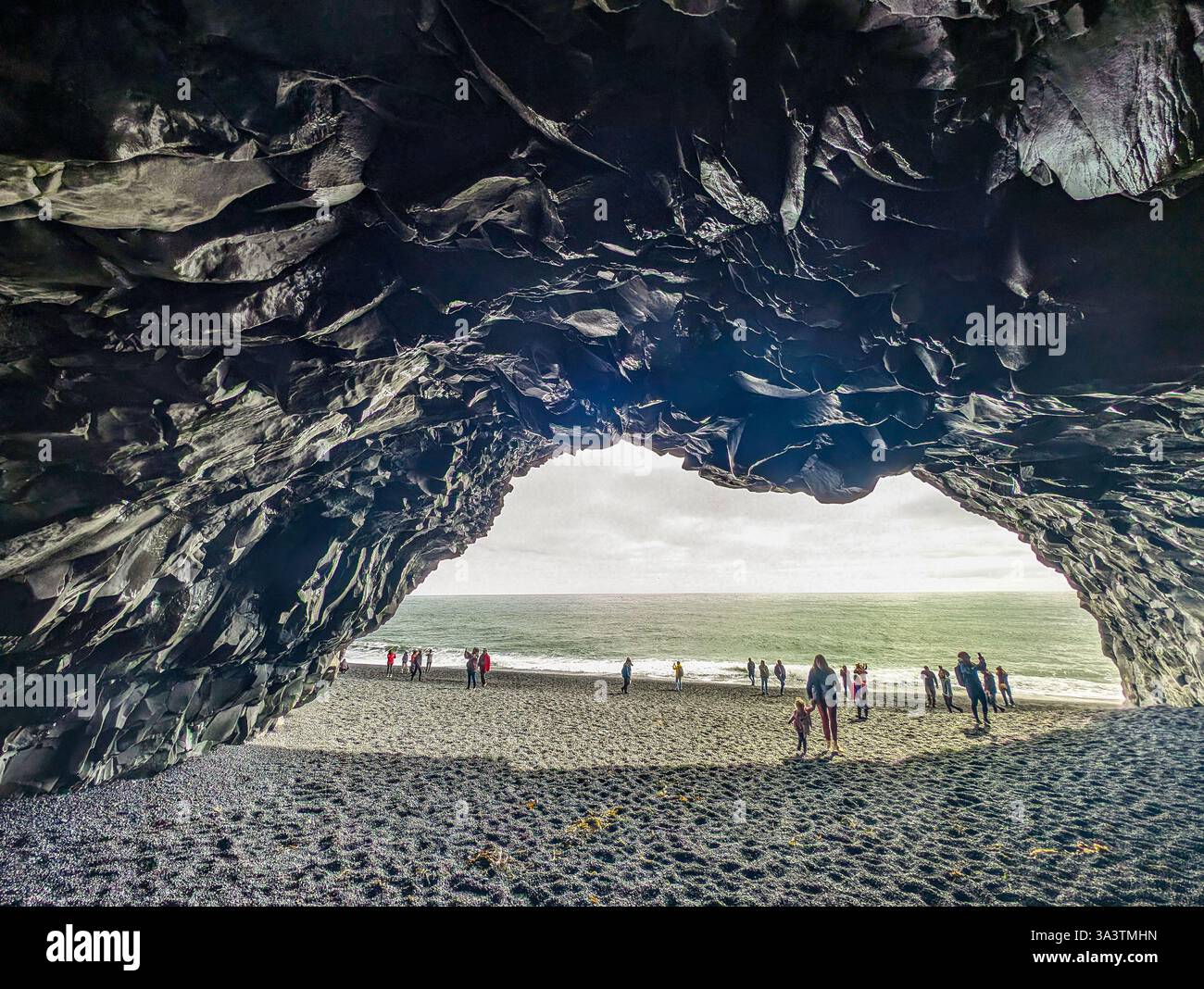 Stack of basalt columns by Halsanefshellir cave on Reynisfjara black ...