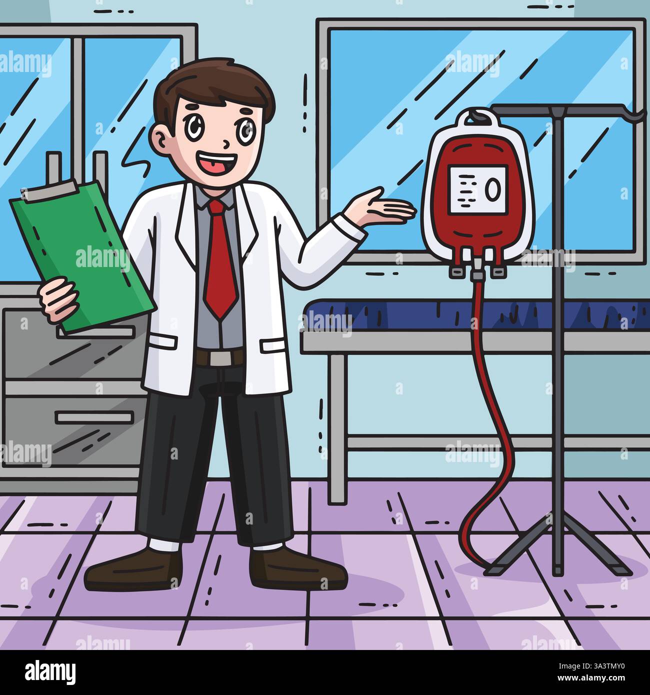 Doctor with Blood Donation Colored Cartoon Stock Vector Image & Art - Alamy