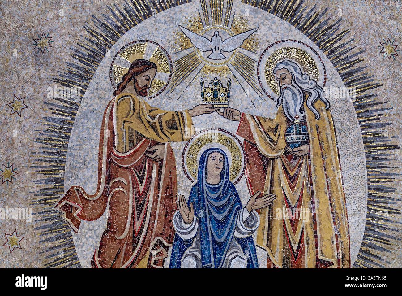 Paris, FRANCE - 08–03-2024: Mosaic of Coronation of the Virgin Mary ...