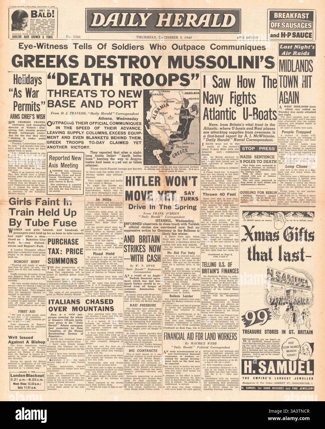 1940 daily herald greek army routes elite italian forces hi-res stock ...