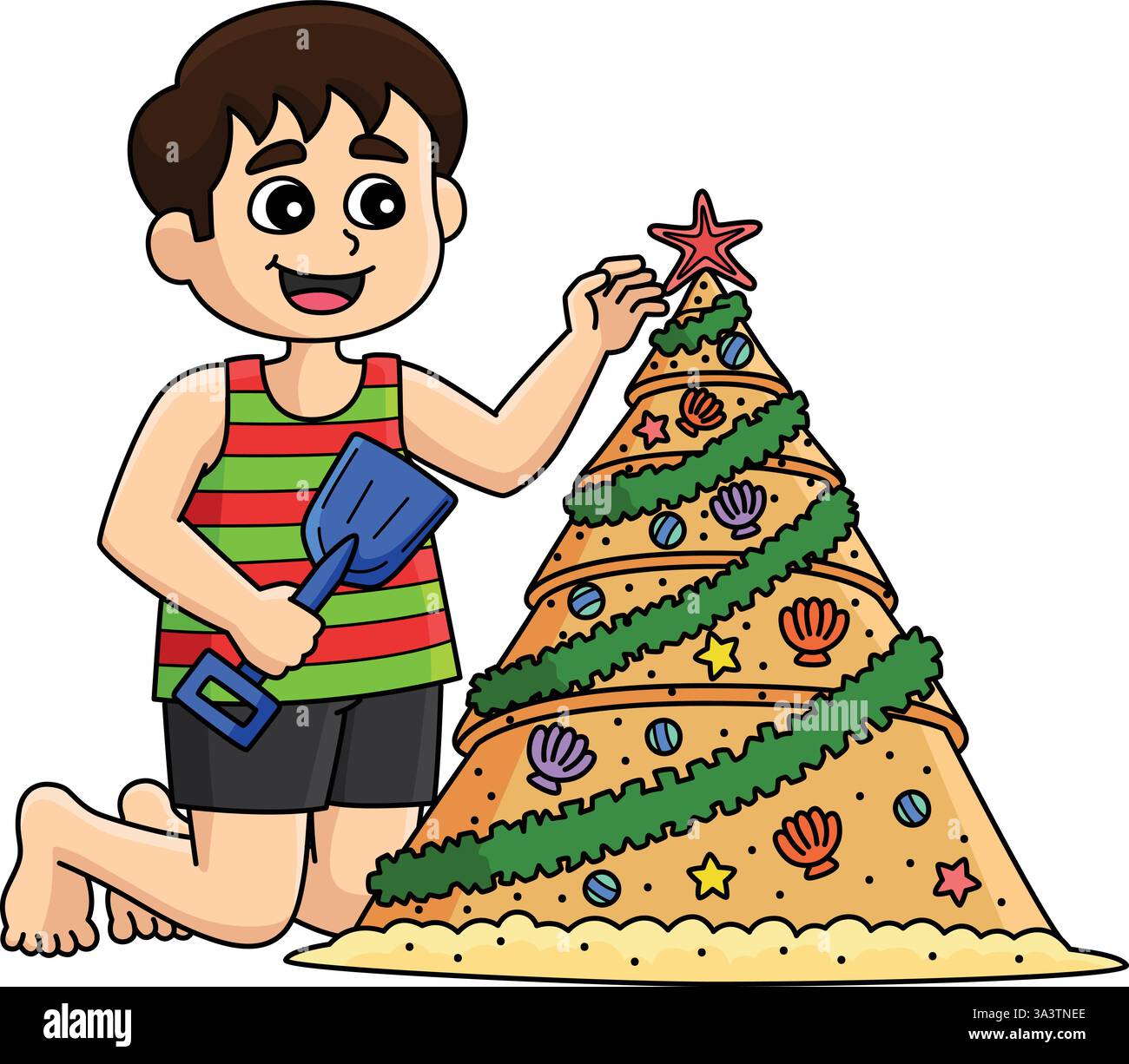 Christmas in July Kid Sand Christmas Tree Clipart Stock Vector Image ...