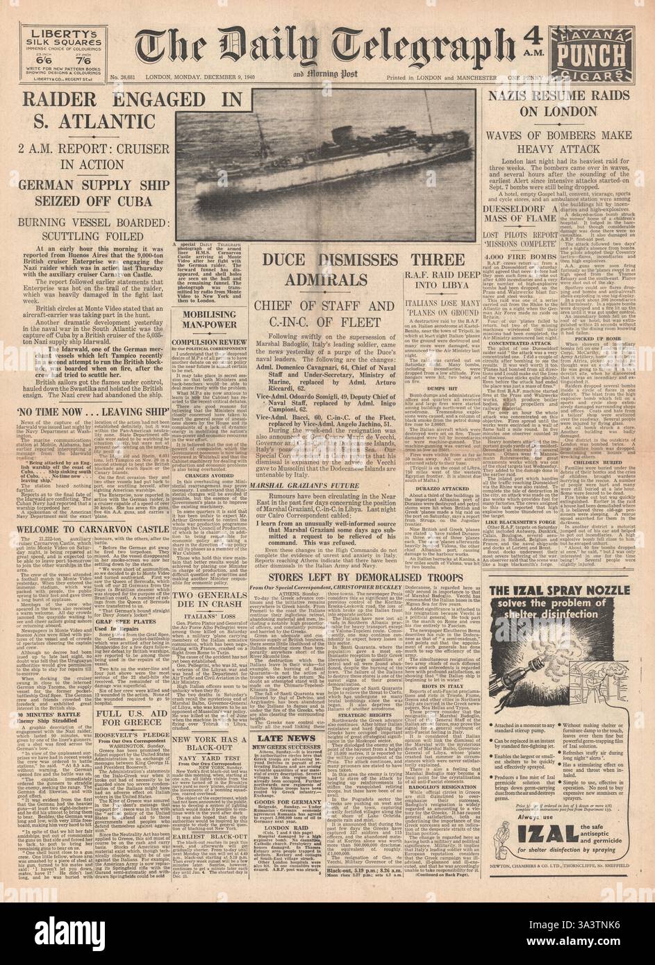 1940 daily telegraph merchant cruiser hms carnarvon castle in action hi ...