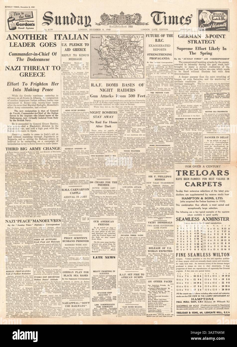 1940 front page Sunday Times Resignation of Italian Commander General ...