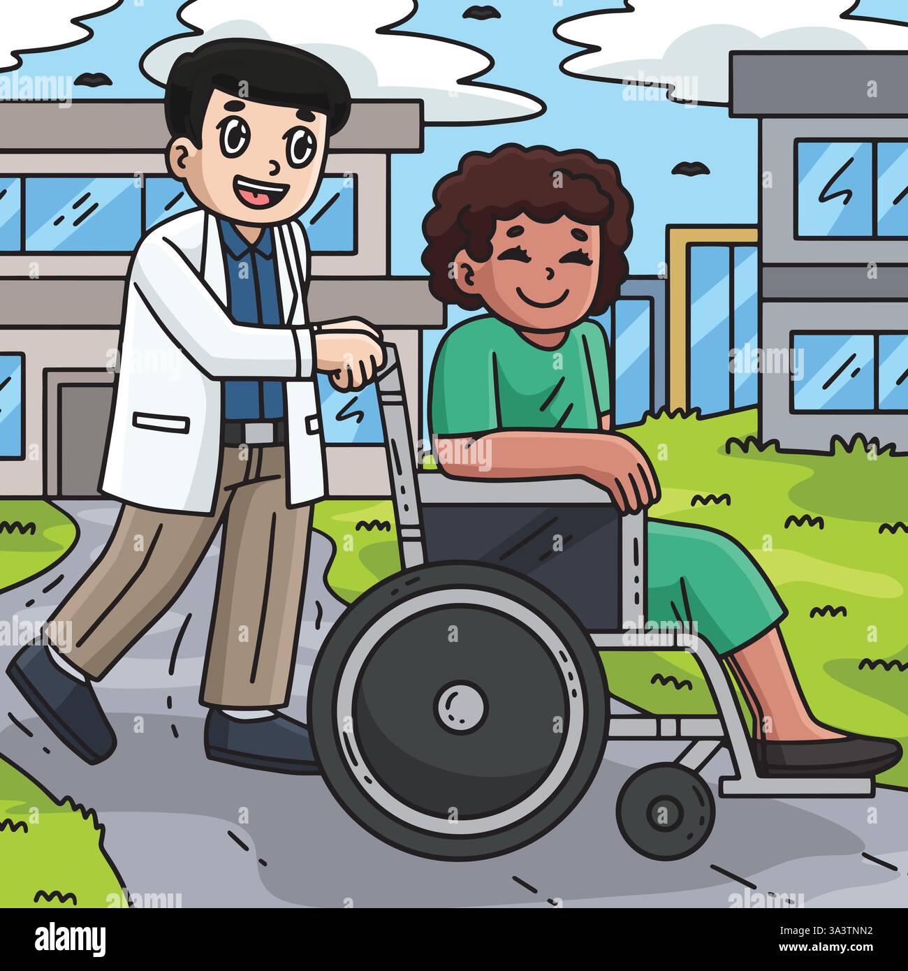 Doctor and Patient Colored Cartoon Illustration Stock Vector Image ...