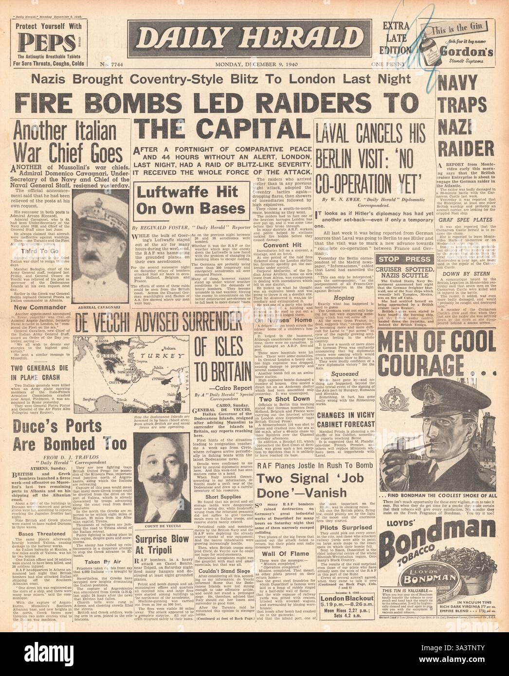 1940 daily herald raf bombing raids on germany hi-res stock photography ...