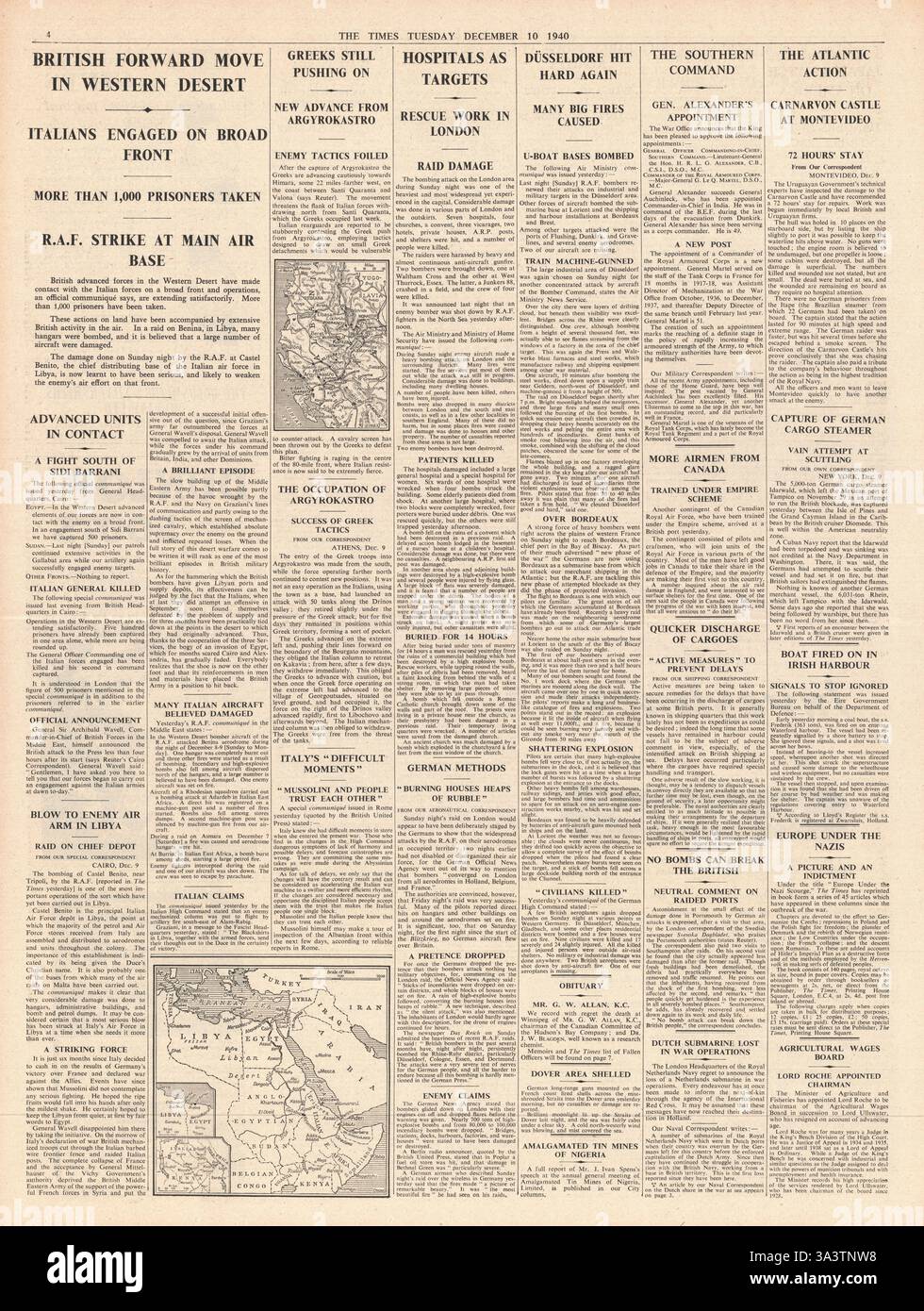 1940 page 4 The Times British Army offensive against Italian Forces in ...