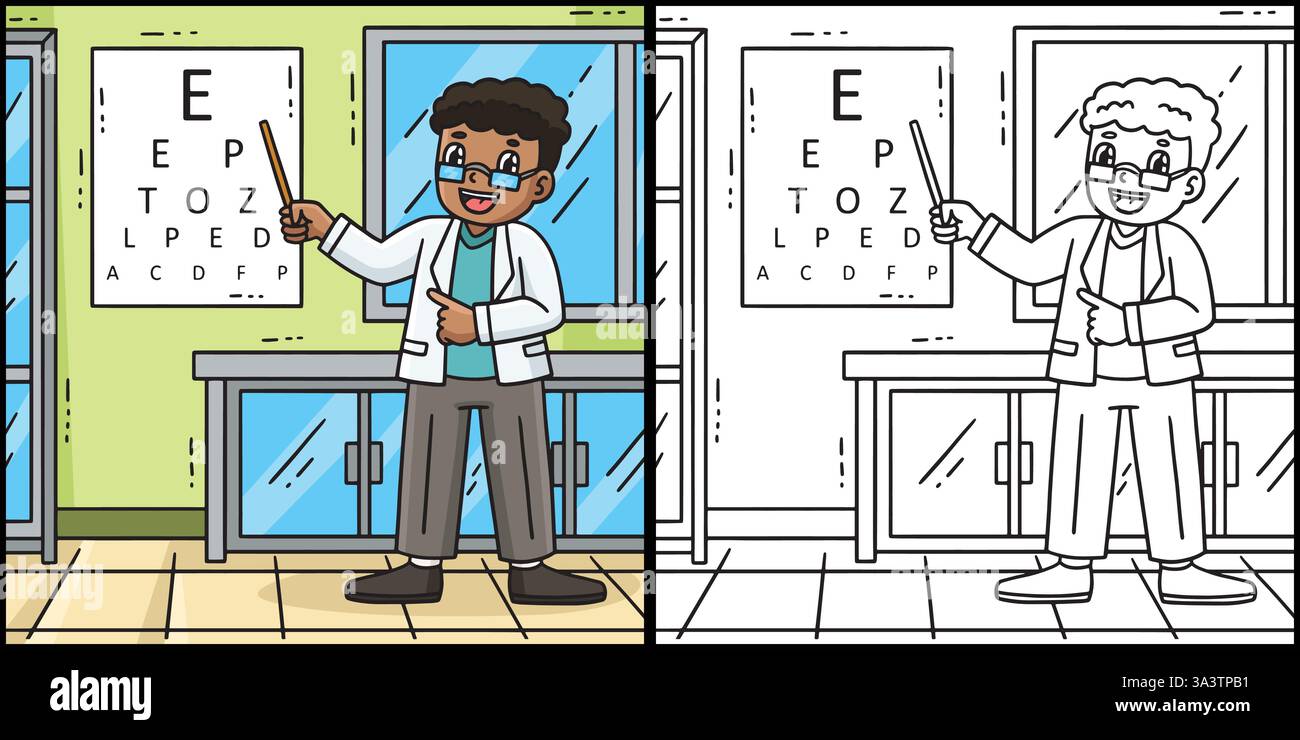Ophthalmologist Doctor Eye Test Chart Illustration Stock Vector Image ...