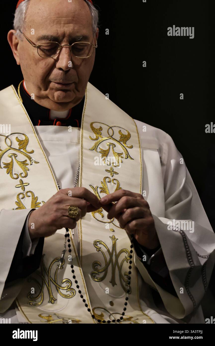March 17, 2025 - Vatican City. Cardinal DOMINIQUE MAMBERTI leads the ...