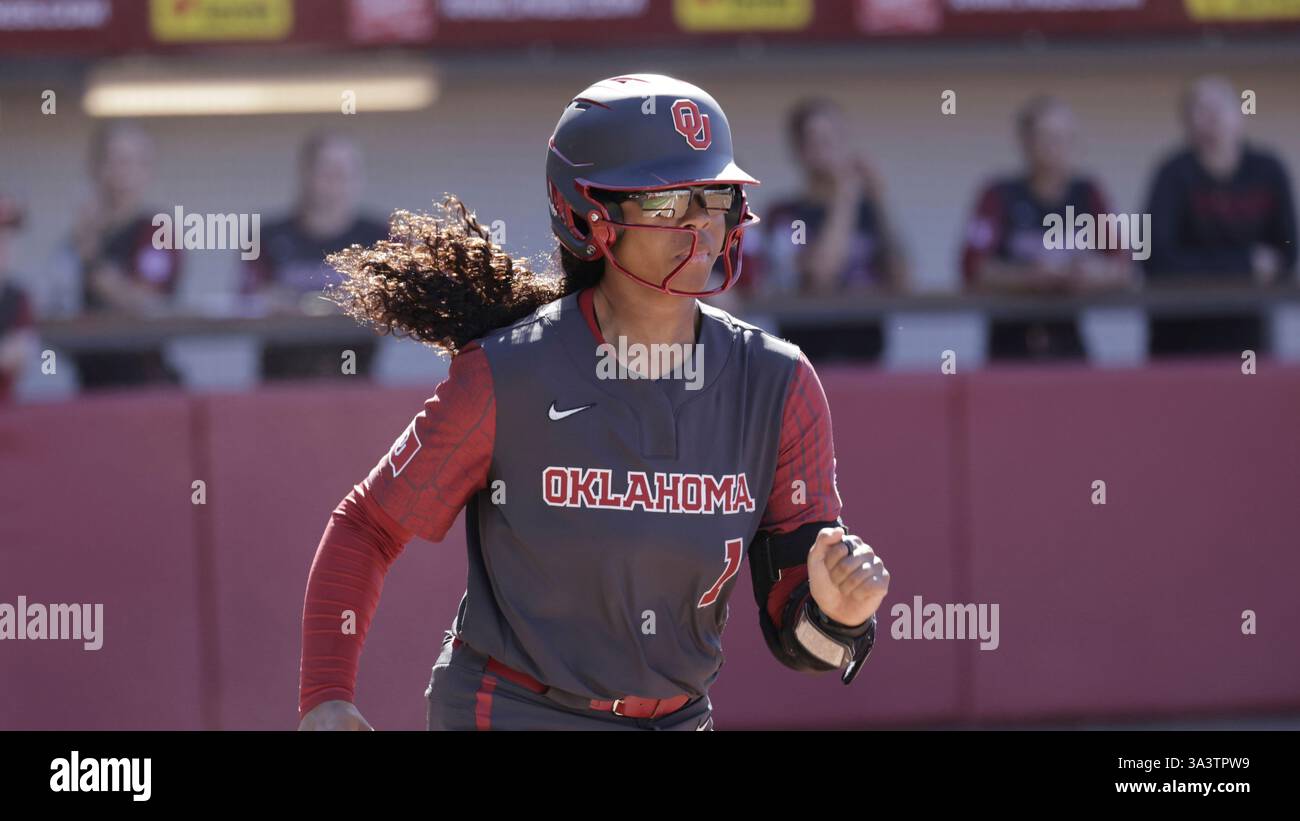 Oklahoma's Cydney Sanders during an NCAA softball game on Friday, Feb ...