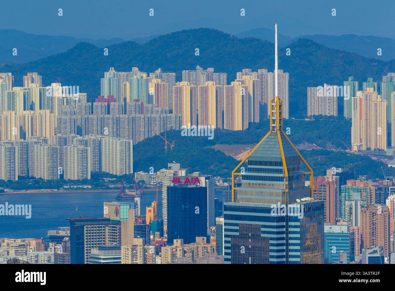 Highrise buildings in East Kowloon (background) seen from Hong Kong in ...