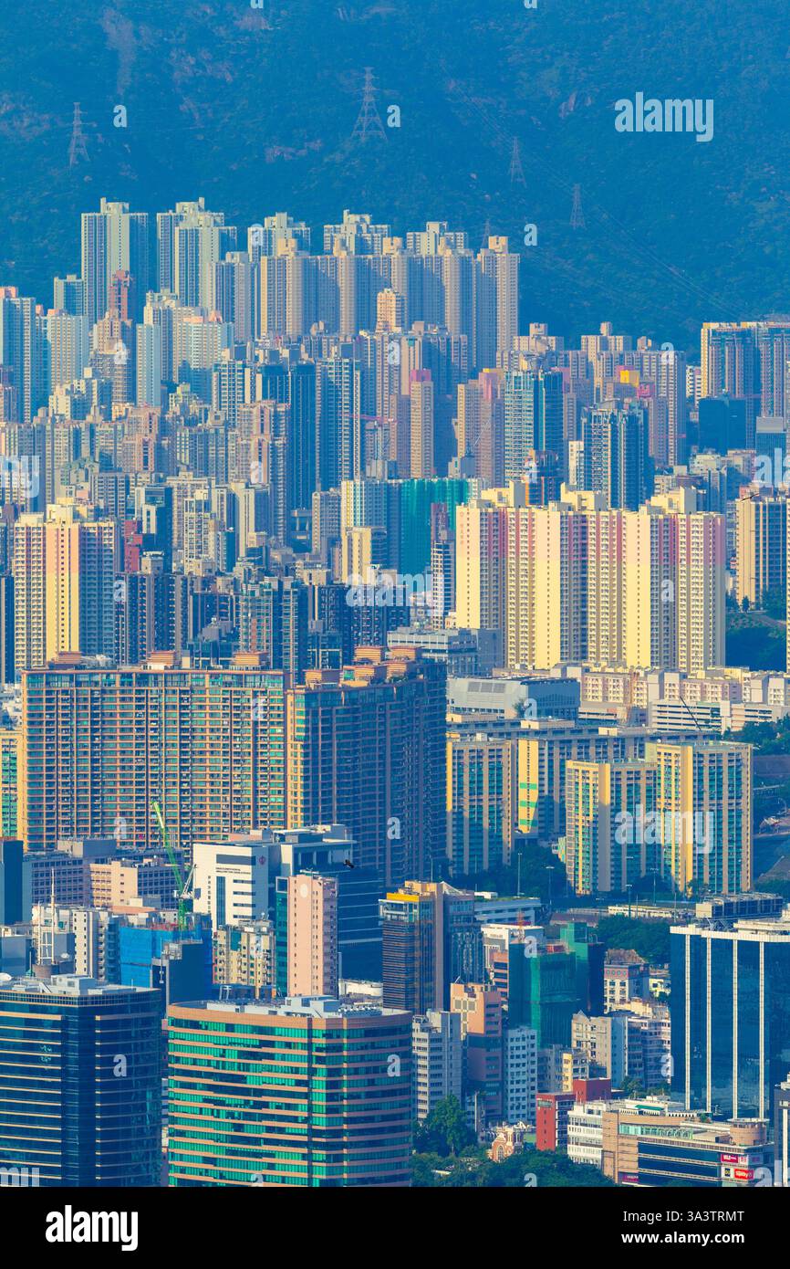 Highrise buildings in East Kowloon on Kowloon Island in Hong Kong ...
