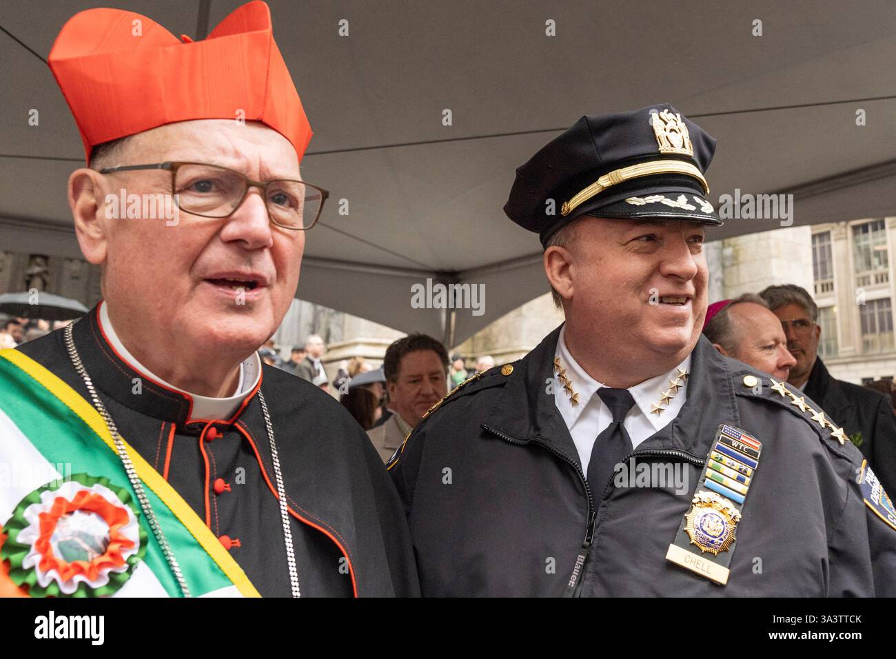 New York, USA. 17th Mar, 2025. Cardinal Timothy Dolan and NYPD Chief of ...