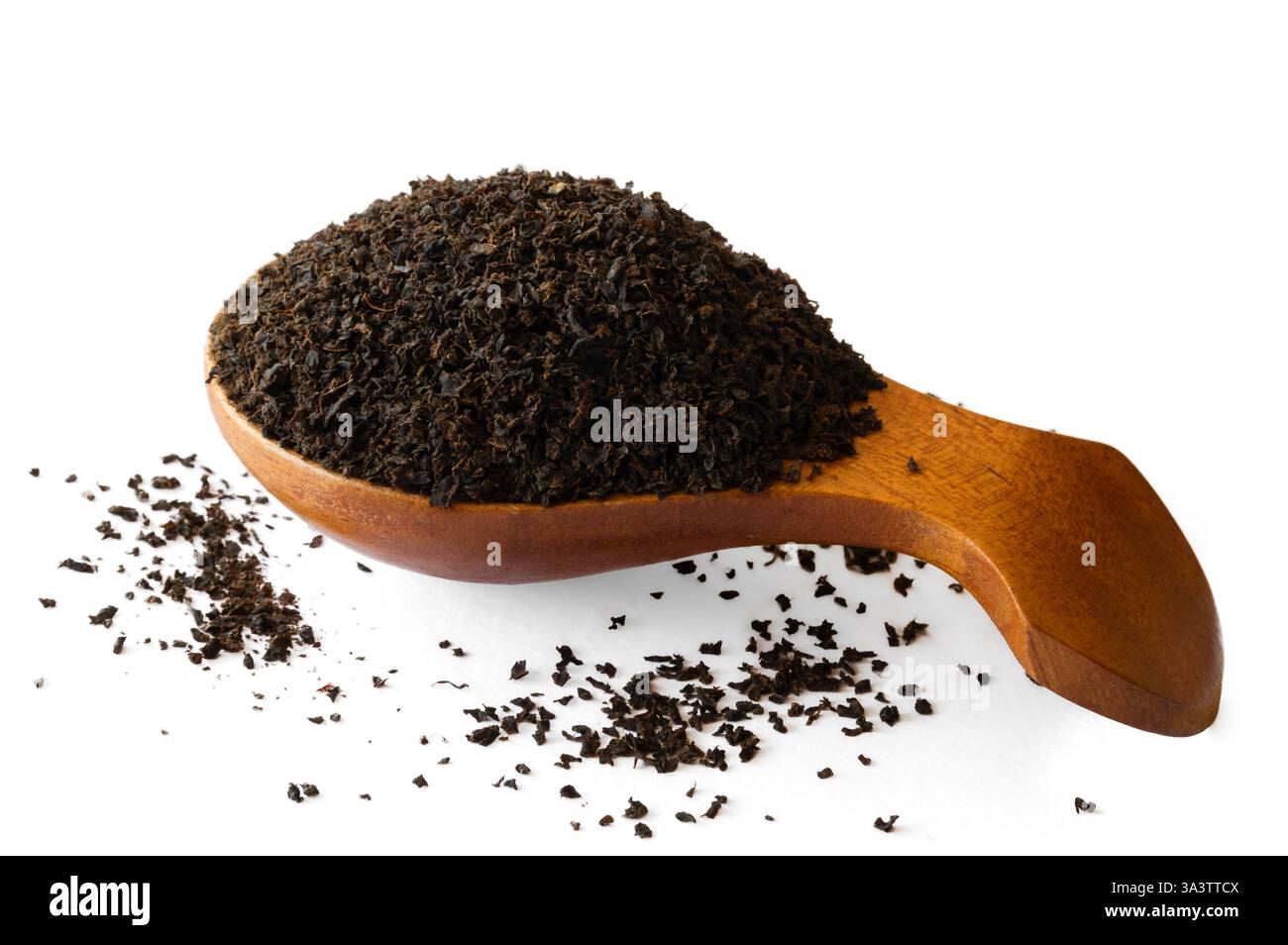 Small wooden spoon with Ceylon BOP tea on white background Stock Photo ...