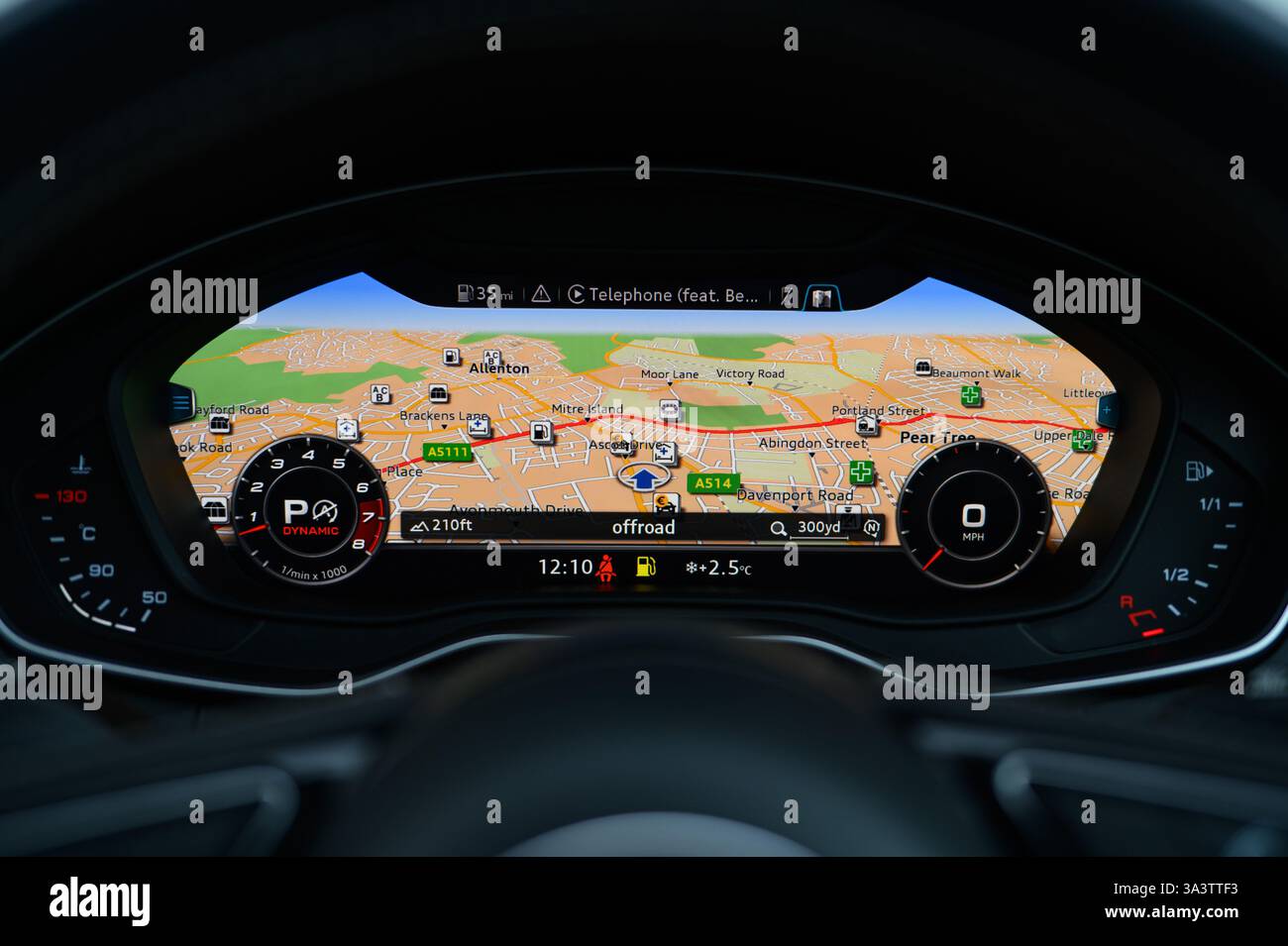 Advanced Digital Instrument Cluster with Navigation and Media Stock ...