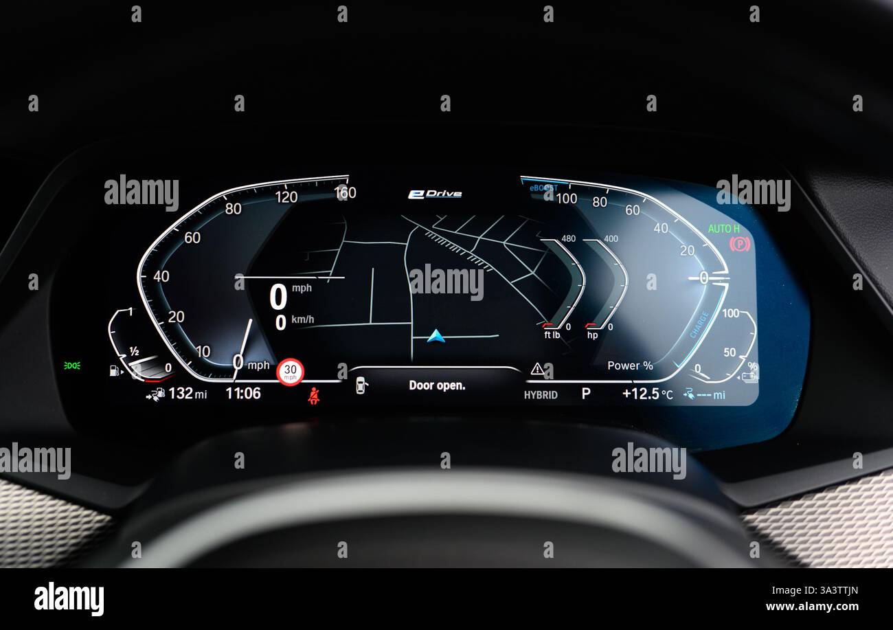 Virtual Cockpit, Digital Dashboard Displaying Map and Information About ...