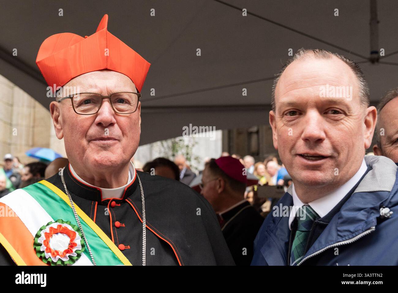 New York, USA. 17th Mar, 2025. Cardinal Timothy Dolan and PBA President ...