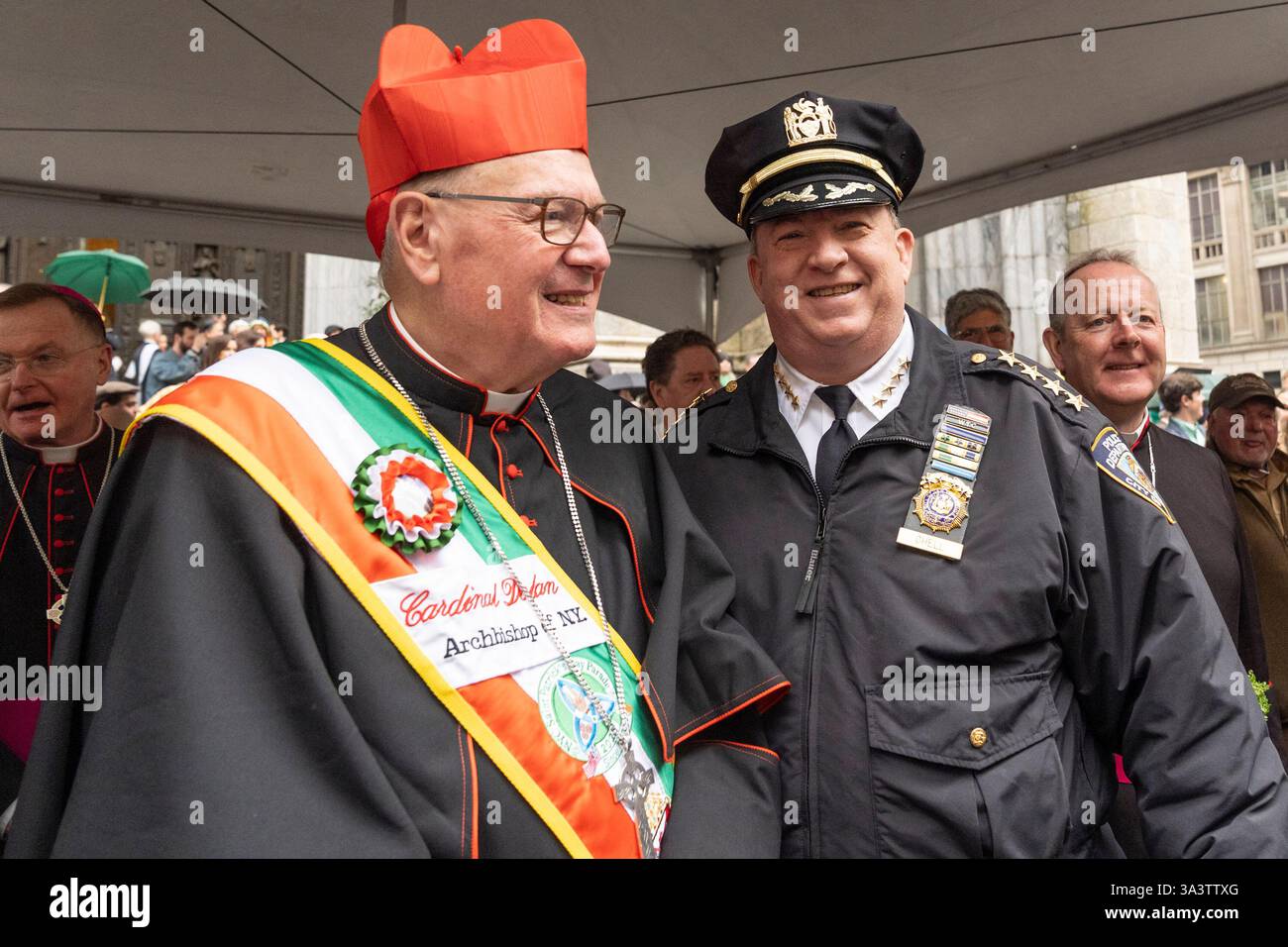 New York, USA. 17th Mar, 2025. Cardinal Timothy Dolan and NYPD Chief of ...