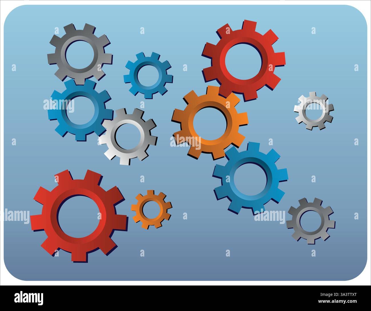 Interlocking colorful gears symbolize collaboration and seamless operation in a visually ...