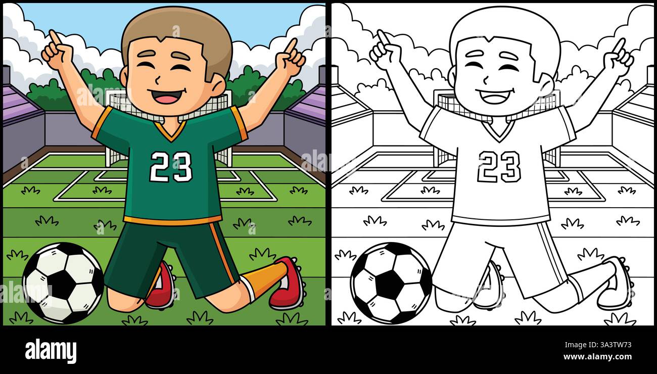 Soccer Player Boy Goal Celebration Illustration Stock Vector Image ...