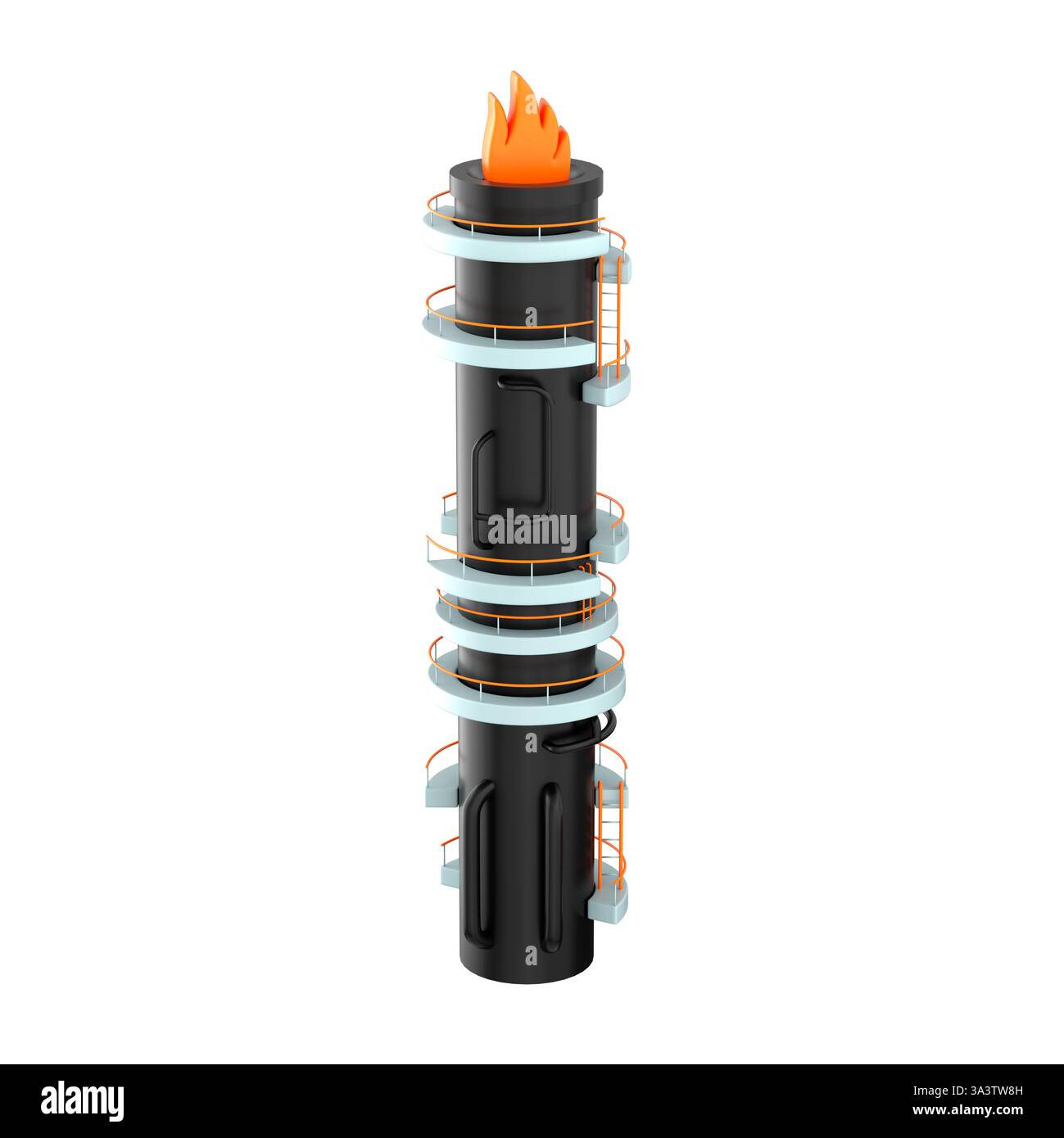 Stylized 3d icon of gas flare tower, 3d render Stock Photo - Alamy