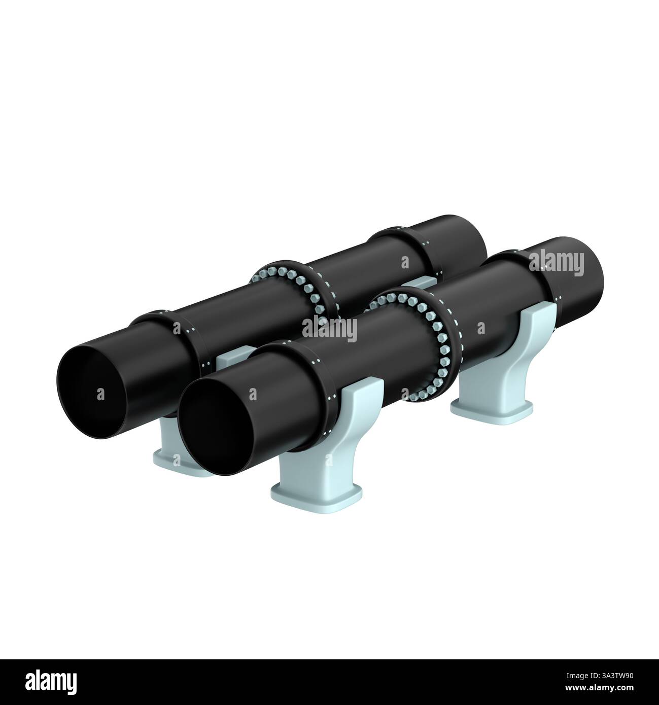 Two black stylized pipes over white background, 3d render Stock Photo ...