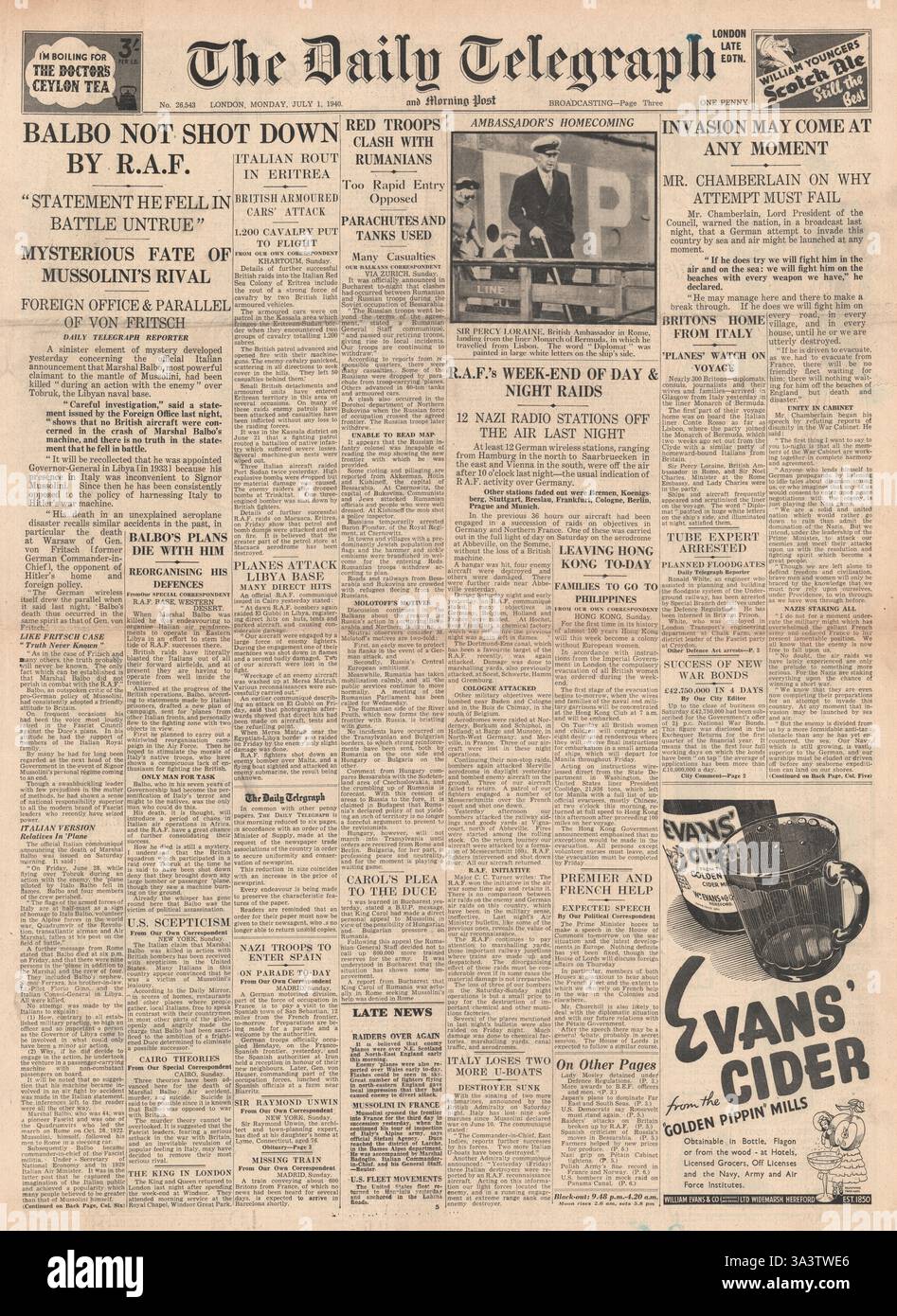 1940 daily telegraph heavy fighting in romania hi-res stock photography ...