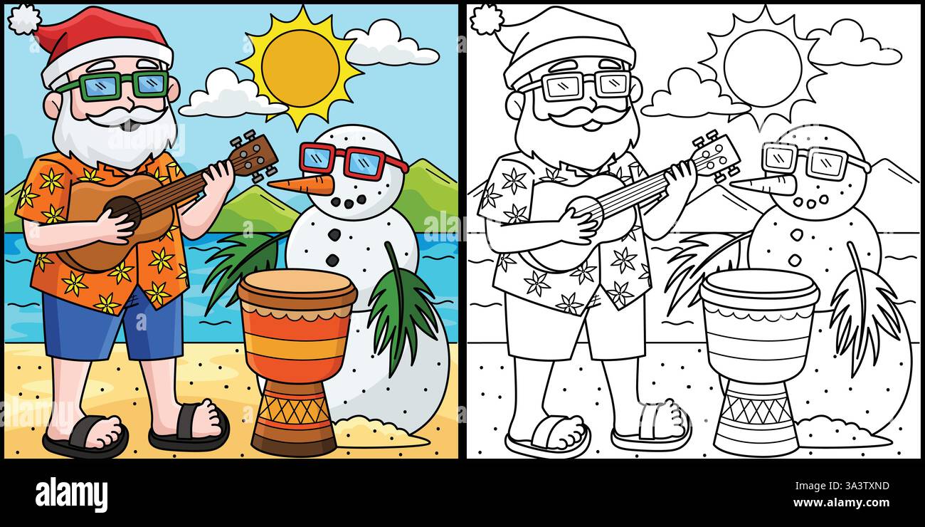 Christmas in July Santa and Snowman Illustration Stock Vector Image ...