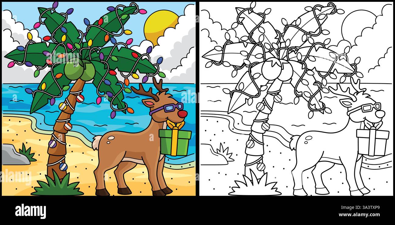 Christmas in July Coconut Christmas Tree Reindeer Stock Vector Image ...