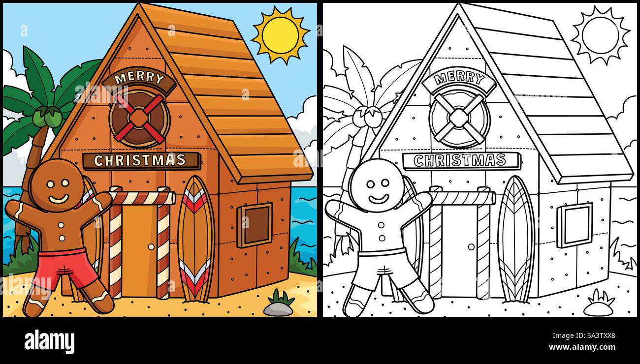 Christmas in July Gingerbread Beach House Stock Vector Image & Art - Alamy