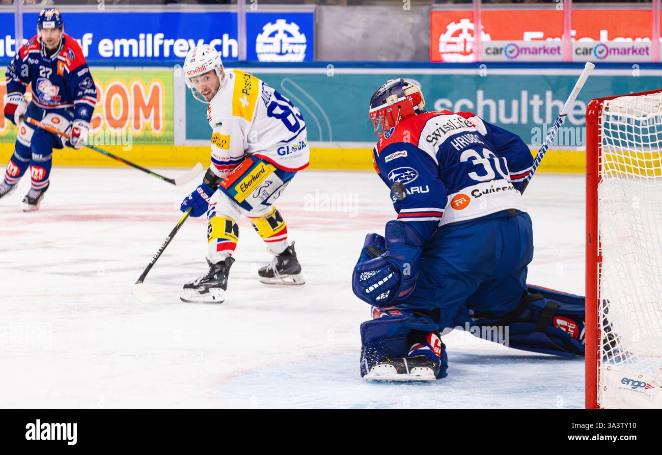 Zurich, Switzerland, 17th Mar 2025: #89 Daniel Audette (Kloten) directs ...