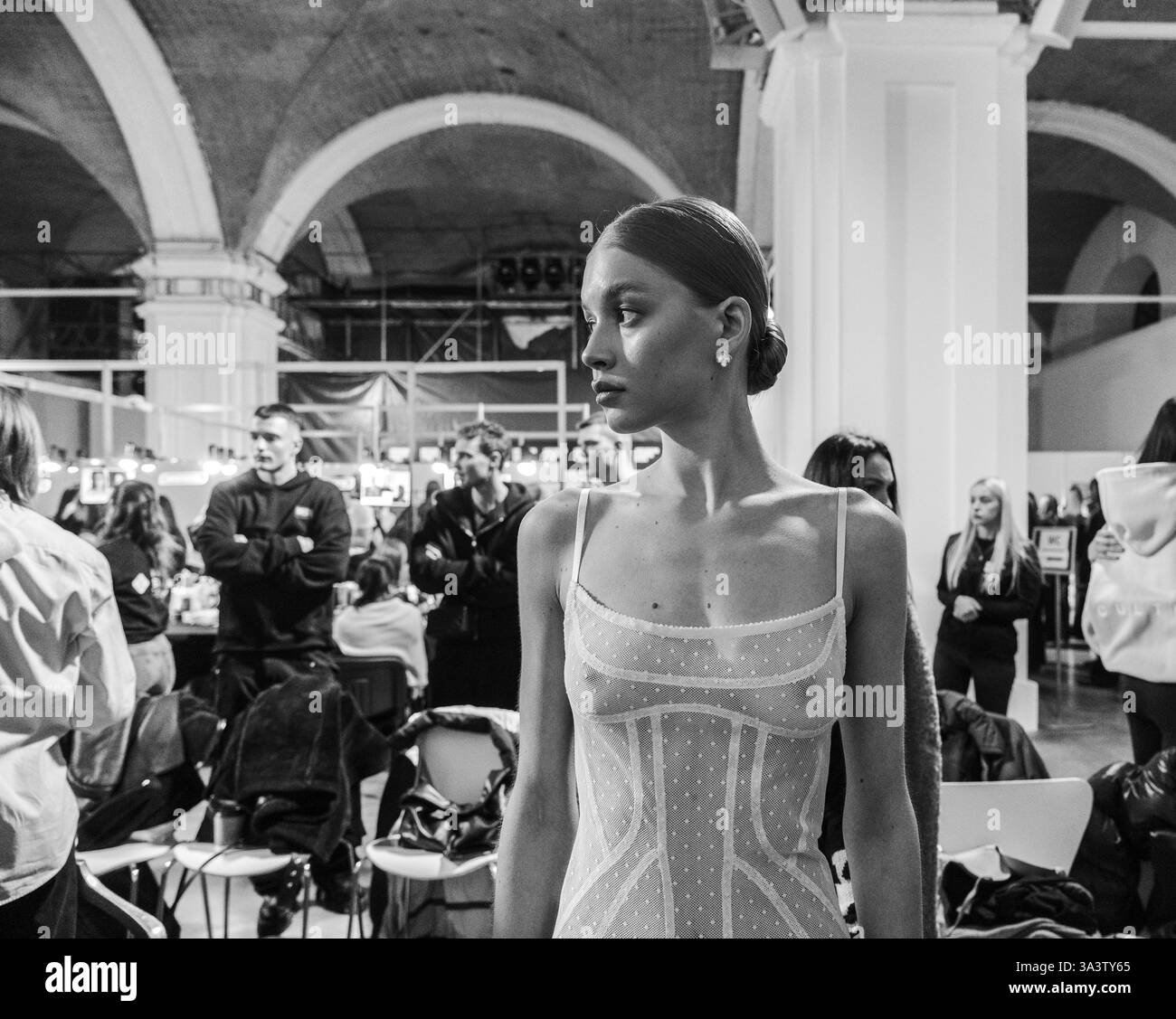 Kyiv, Ukraine 14th February, 2025: buzzes with energy as a model stands ...