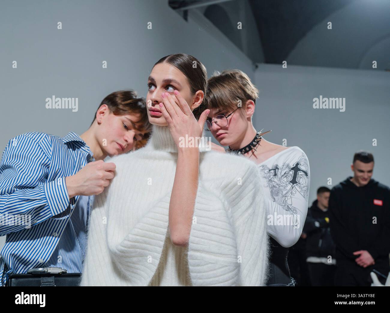 Kyiv, Ukraine - 14th February, 2025: Models prepare backstage at the ...