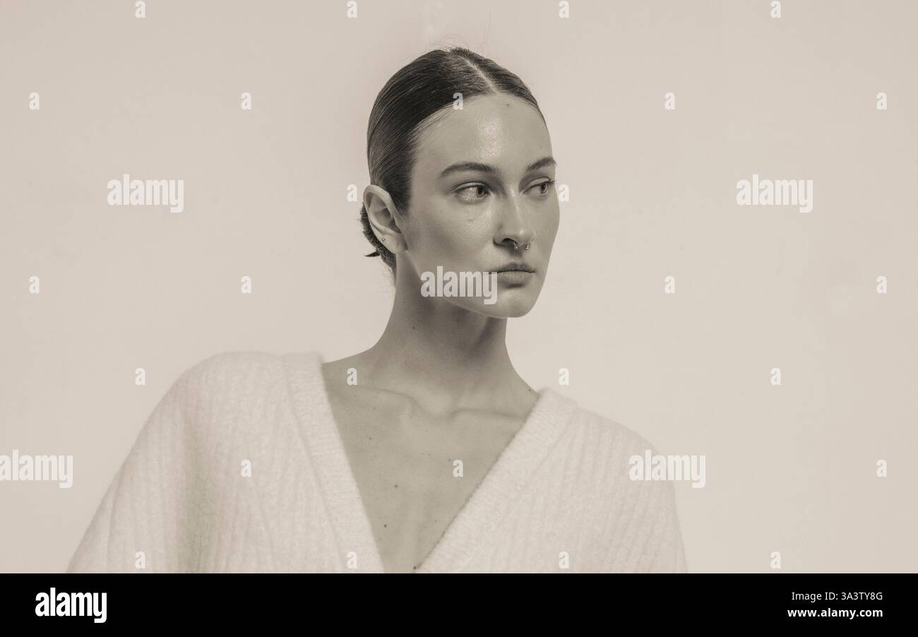 Kyiv, Ukraine - 14th February 2025: A model poses backstage at the ...