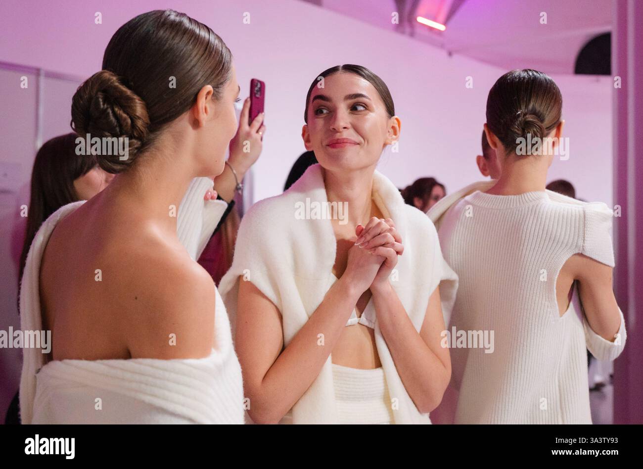 Kyiv, Ukraine - 14th February, 2025: Models prepare backstage for the ...