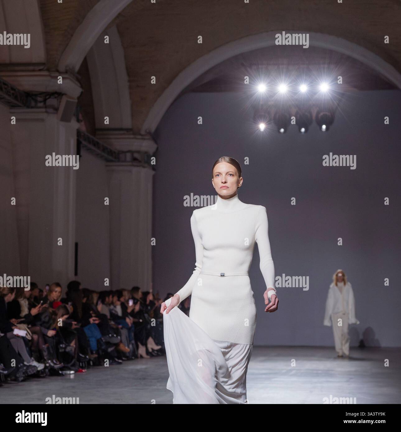 Kyiv, Ukraine - Feb 14, 2025: Model Anna Sergienko grace the runway in ...