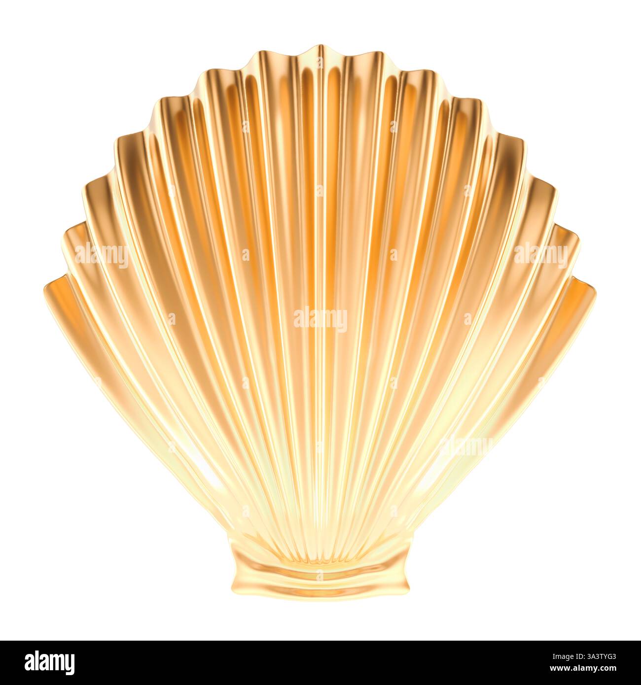 Golden Shell, closed. Top view. 3d rendering isolated on white ...