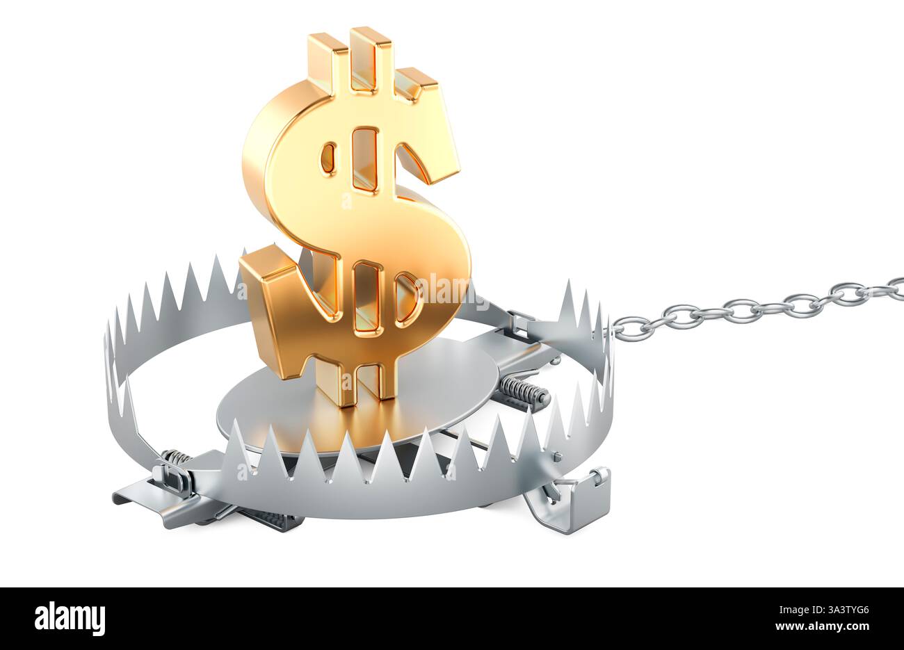 Money Trap, concept. Bear trap with dollar symbol, 3D rendering ...