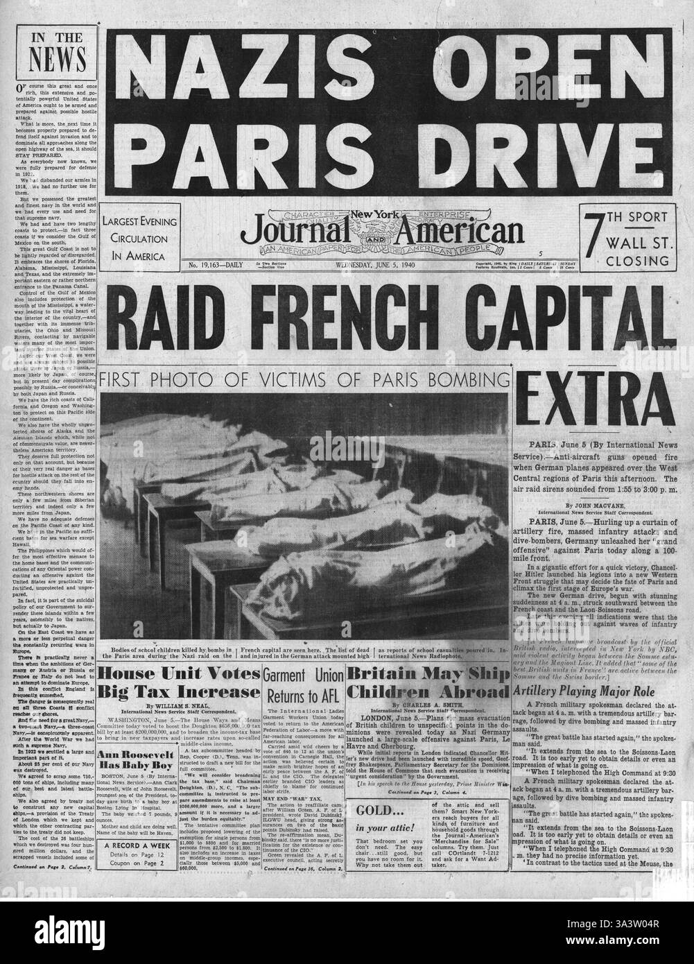 1940 new york journal american german head south to paris hi-res stock ...