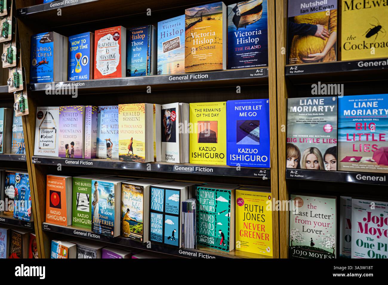 General fiction books on shelf inside a shop – England, UK – 02 March ...