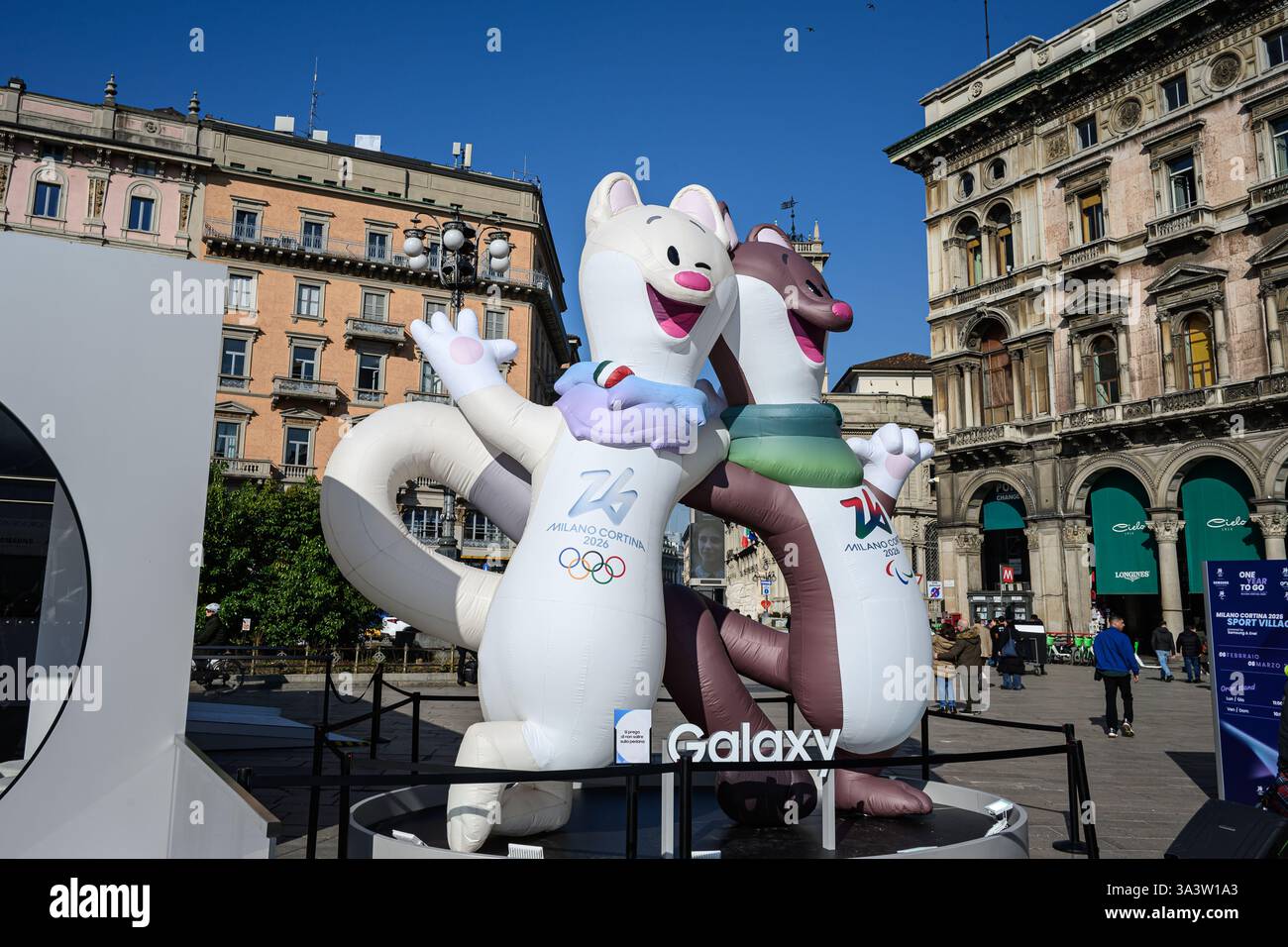 Tina and Milo mascots of the Milan 2026 Winter Olympic, Piazza del ...