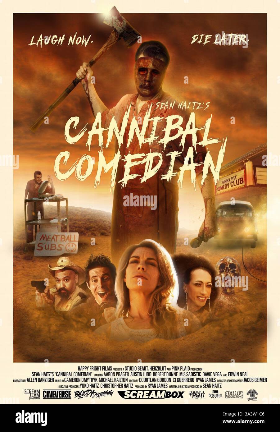 CANNIBAL COMEDIAN, poster, Aaron Prager (top), bottom, from left: David ...