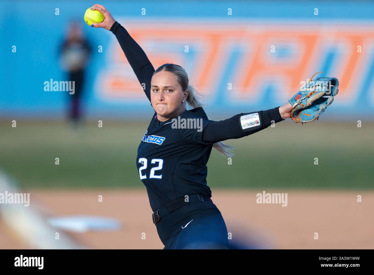 Boise St. starting pitcher Brook Thompson (22) pitches the ball against ...