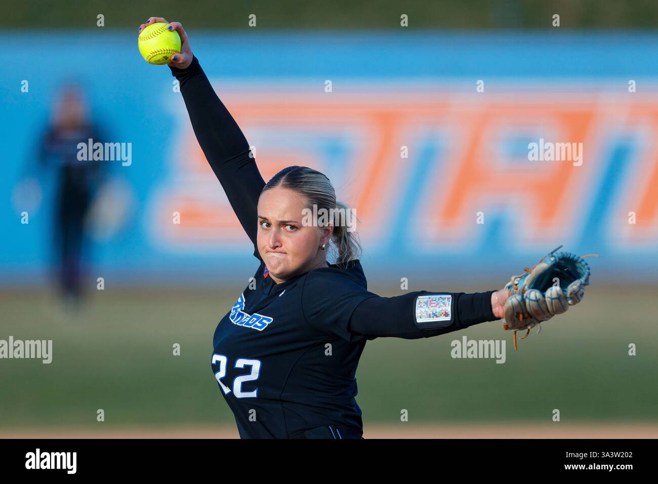 Boise St. starting pitcher Brook Thompson (22) pitches the ball against ...