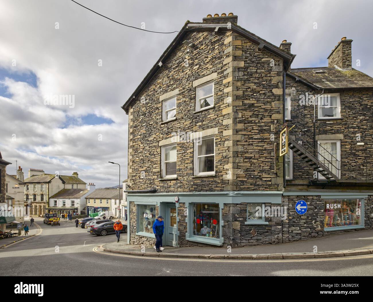 Lake Road and Rydal Road in the town of Ambleside, Cumbria in the ...