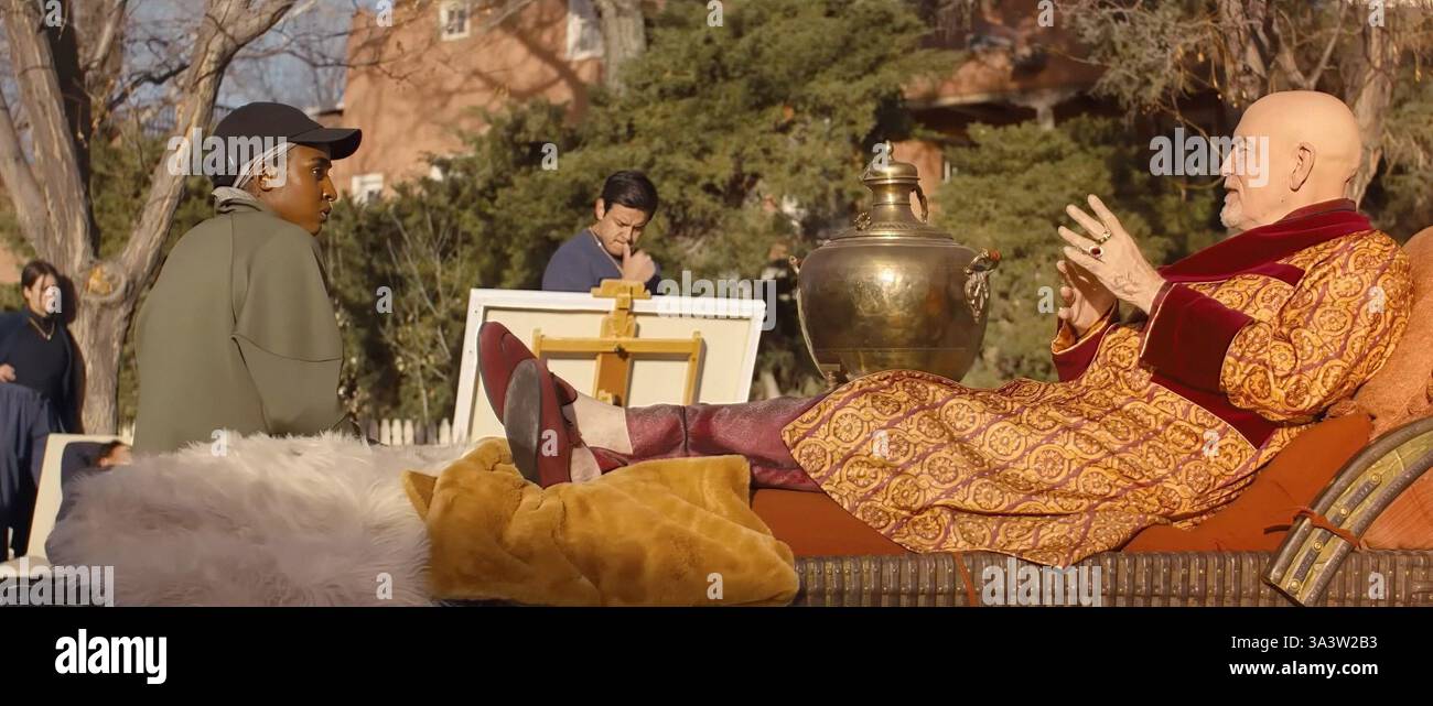 OPUS, front, from left: Ayo Edebiri, John Malkovich, 2025. © A24 ...