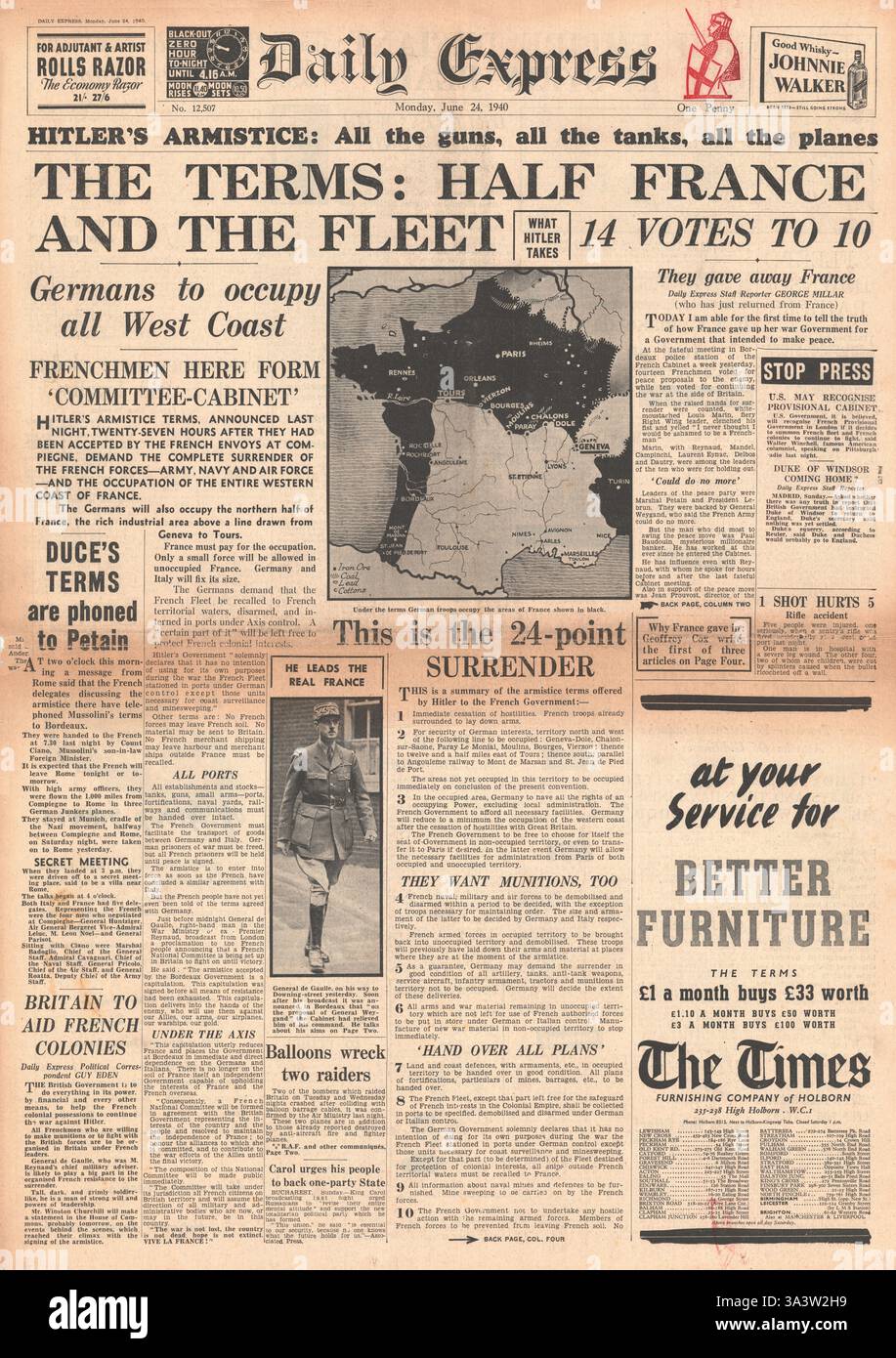 1940 daily express french sign armistice hi-res stock photography and ...